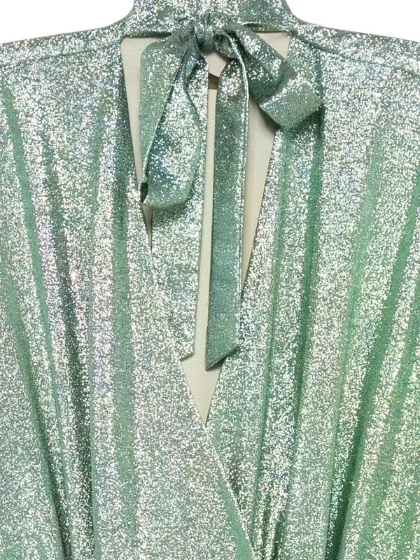 SIMONA CORSELLINI Glitter-effect Wrap-style Bodysuit