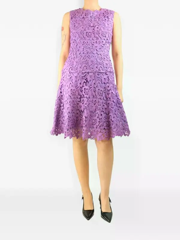 Oscar De La Renta Broderie Anglaise Midi Dress - Purple