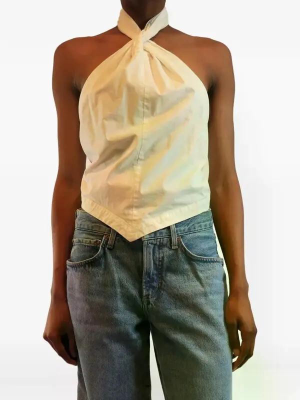 ANINE BING Halter-neck Handkerchief-hem Top