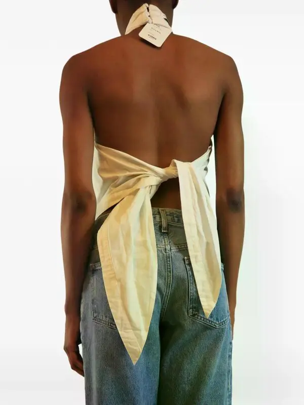 ANINE BING Halter-neck Handkerchief-hem Top