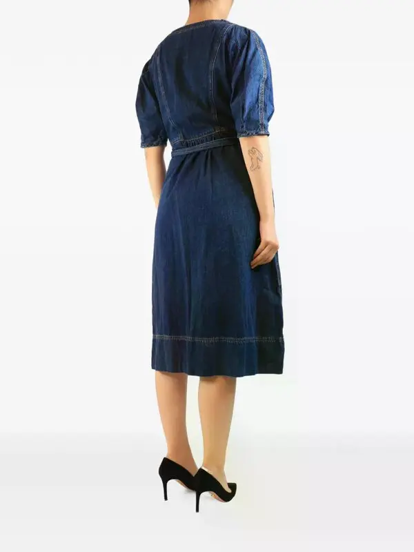 WYse Belted Denim Midi Dress
