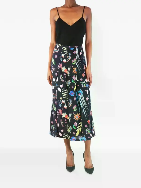 Rixo Floral-print Pleated Midi Skirt