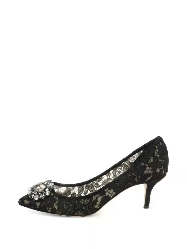 Dolce & Gabbana Embellished Lace Pumps - Black