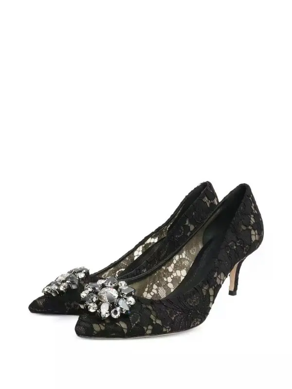 Dolce & Gabbana Embellished Lace Pumps - Black