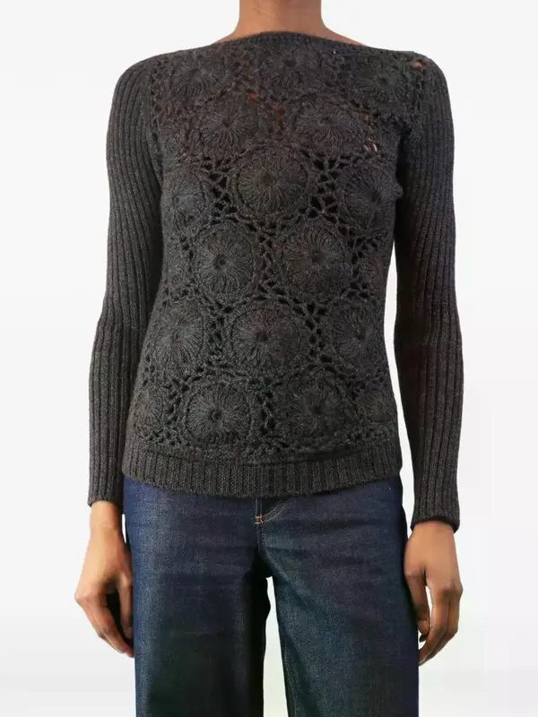Prada Ribbed Crochet-knit Sweater With Contrasting Sleeves
