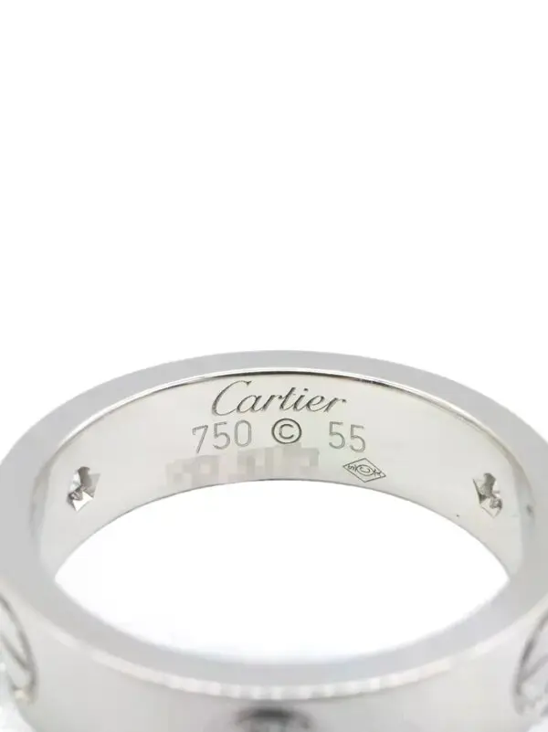 Cartier 18k White Gold Diamond Love Motif Ring - Silver