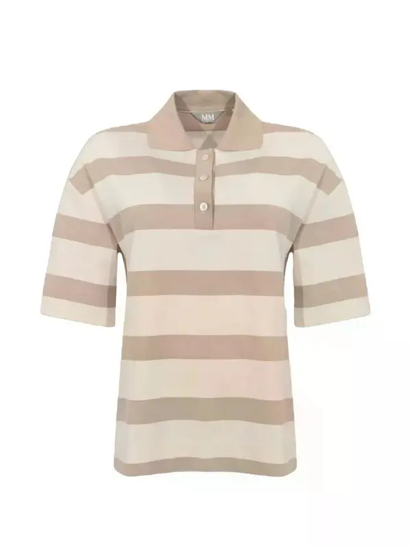Max Mara Striped Cotton Polo Shirt - Neutrals