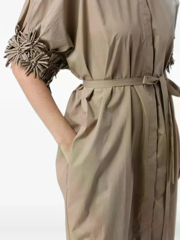 MEIMEIJ Fringed-sleeve Belted Dress
