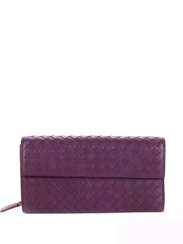Bottega Veneta Intrecciato Flap Wallet - Purple