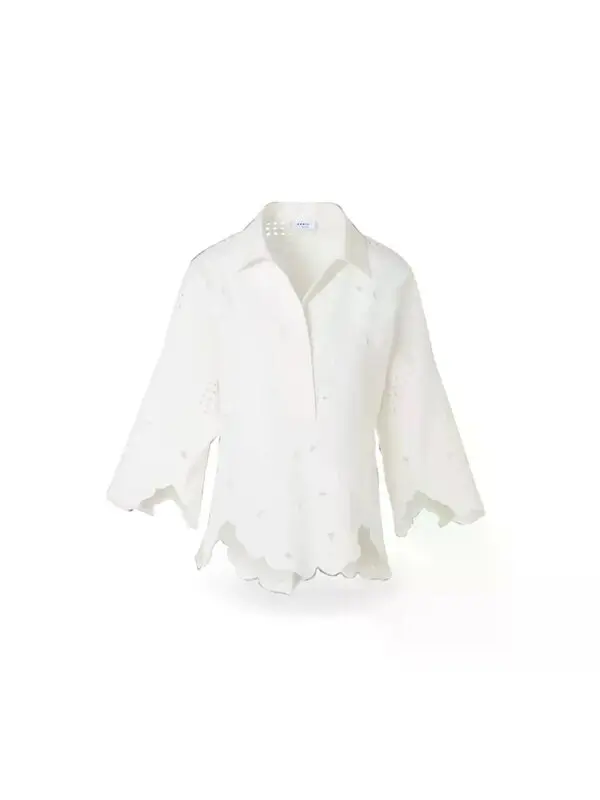Akris Scalloped Broderie-anglaise Blouse
