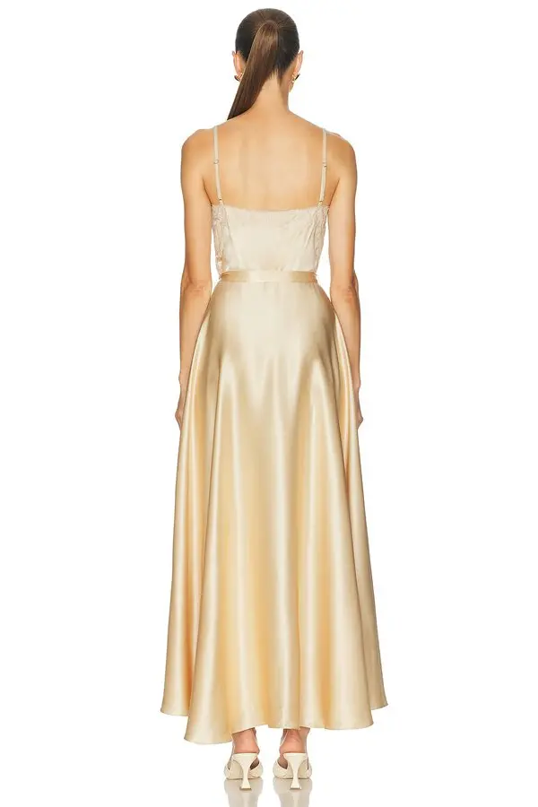 MIRROR PALAIS Lace Silk Midi Dress