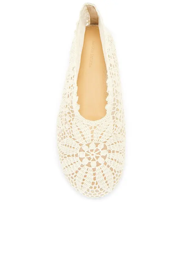 Magda Butrym Ivory Crochet Ballet Flats