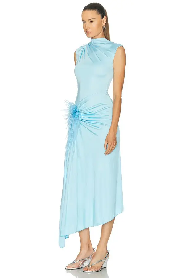 David Koma Cactus Dahlia Embroidered Draped Dress