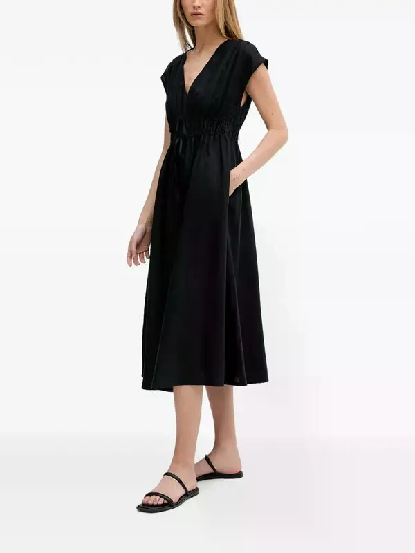 BENETTON Drawstring-waist V-neck Midi Dress