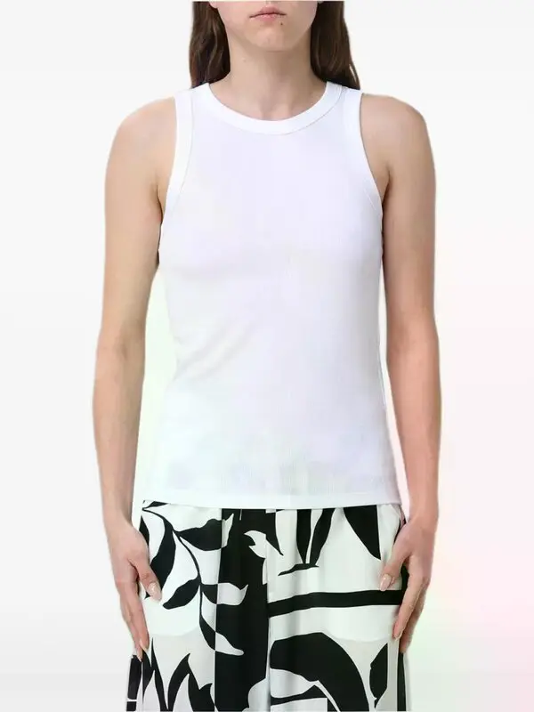 Max Mara Ribbed-knit Cotton Racerback Tank Top - White