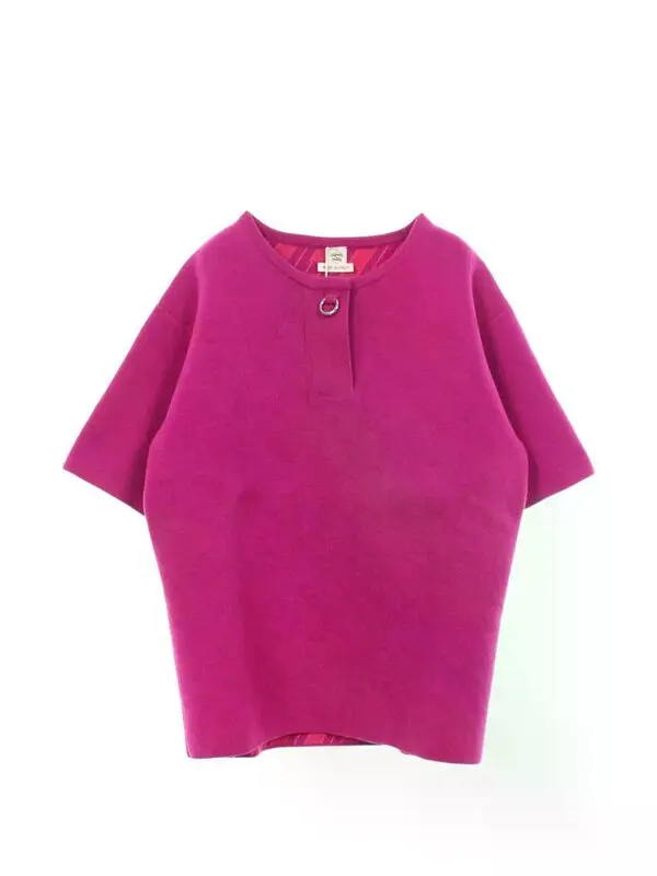 Hermès Fine Knit Short Sleeve Crew Neck Top - Pink