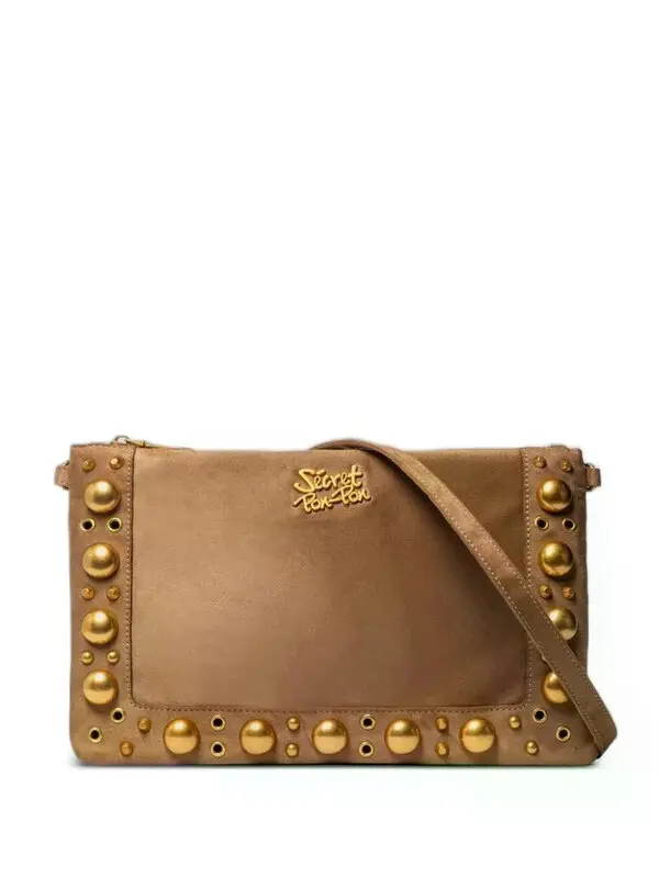 SECRET PON-PON Tatiana Stud-embellished Shoulder Bag - Neutrals