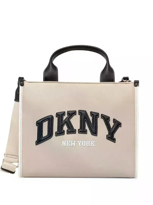 Dkny Medium Hadlee Logo-patch Tote Bag - Neutrals