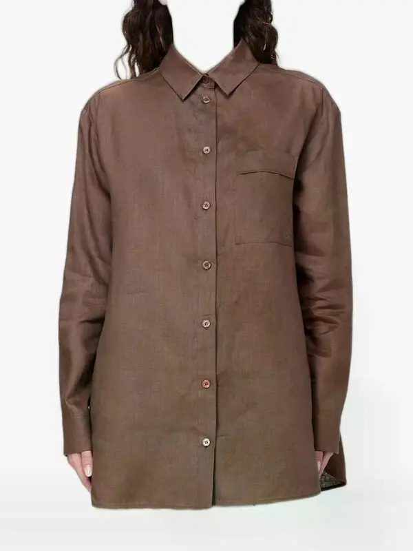 Max Mara Linen Chest-pocket Shirt - Brown