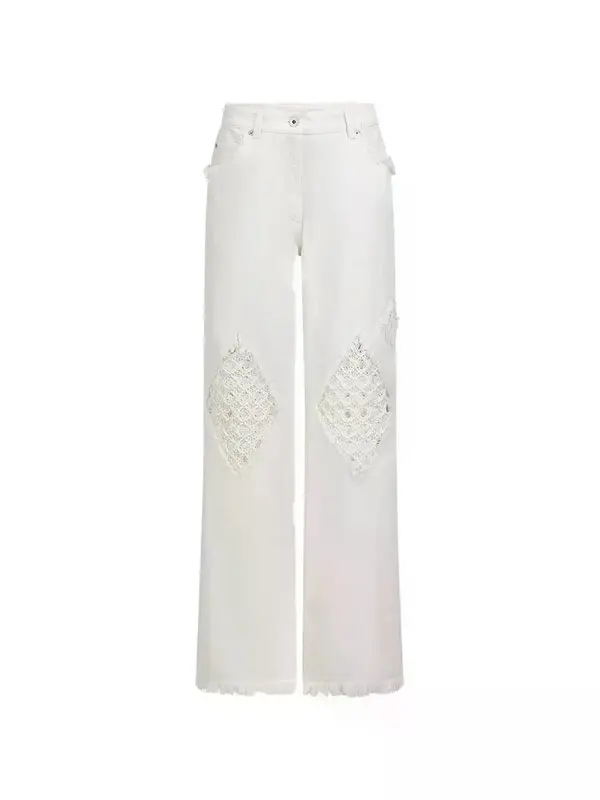 FERRAGAMO Crochet Insert Frayed Jeans - White
