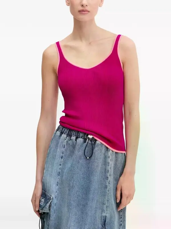 From Future Ribbed-knit Contrast-trim Top - Pink