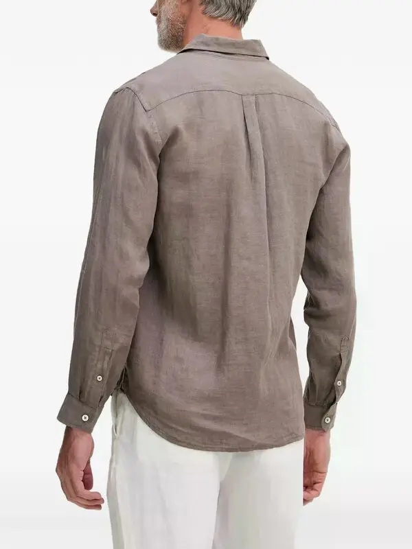 BENETTON Linen Long-sleeve Shirt - Brown