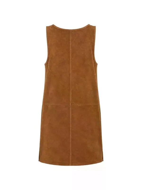 LA ROSE Suede Zip-up Mini Dress
