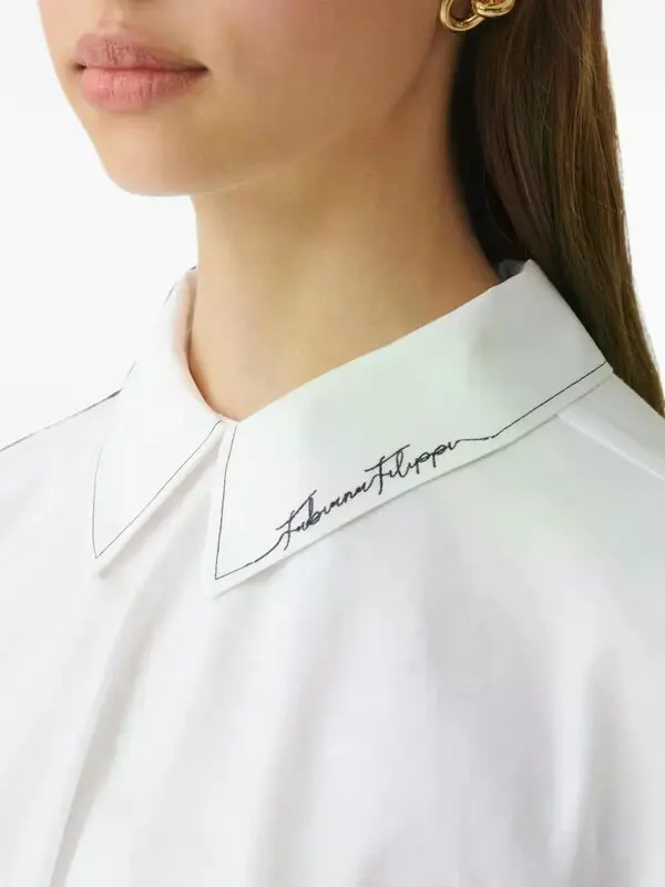 Fabiana Filippi Logo Embroidered Pleated Blouse