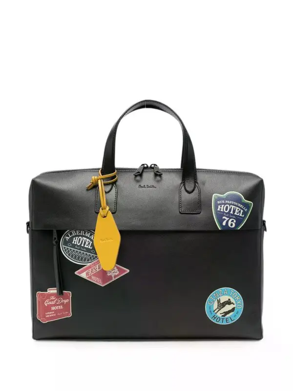 Paul Smith Graphic-print Leather Briefcase - Black