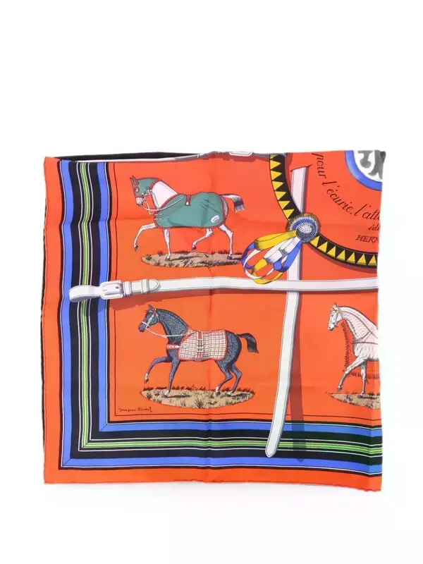 Hermès Horse-print Silk Scarf - Black