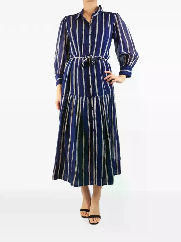 Beulah Belted Striped Midi Dress