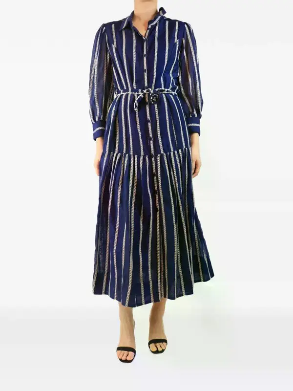 Beulah Belted Striped Midi Dress