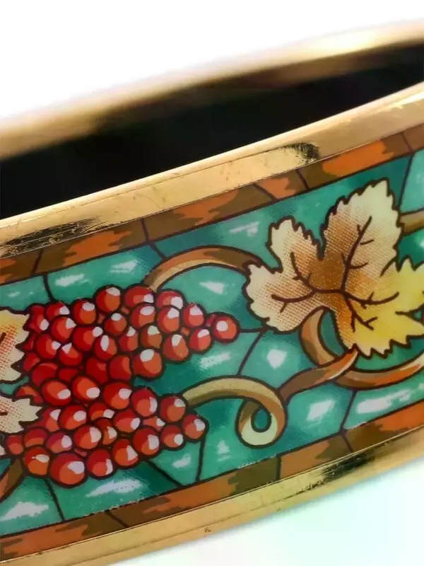 Hermès Tone Cloisonné Enamel Bangle With Grape Leaf Motif