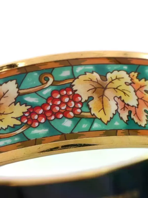 Hermès Tone Cloisonné Enamel Bangle With Grape Leaf Motif