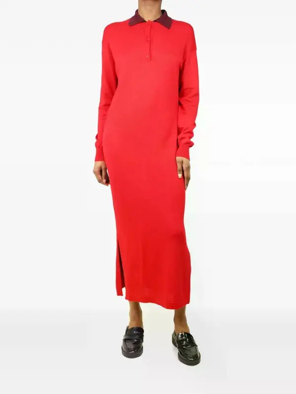 Loewe Knit Polo Midi Dress - Red