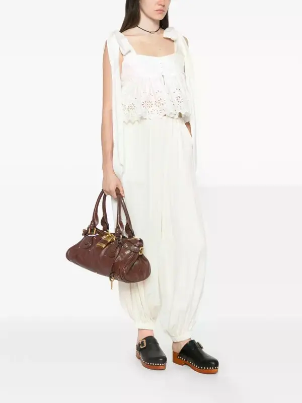 Chloé Broderie Anglaise Tie-fastening Top - White