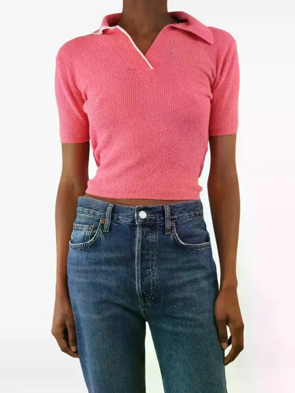 Jacquemus Open-back Knitted Polo Top - Pink