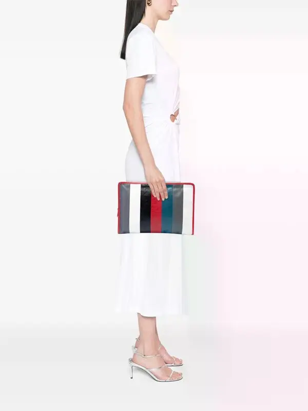 Balenciaga Lambskin Striped Bazar Clutch Bag