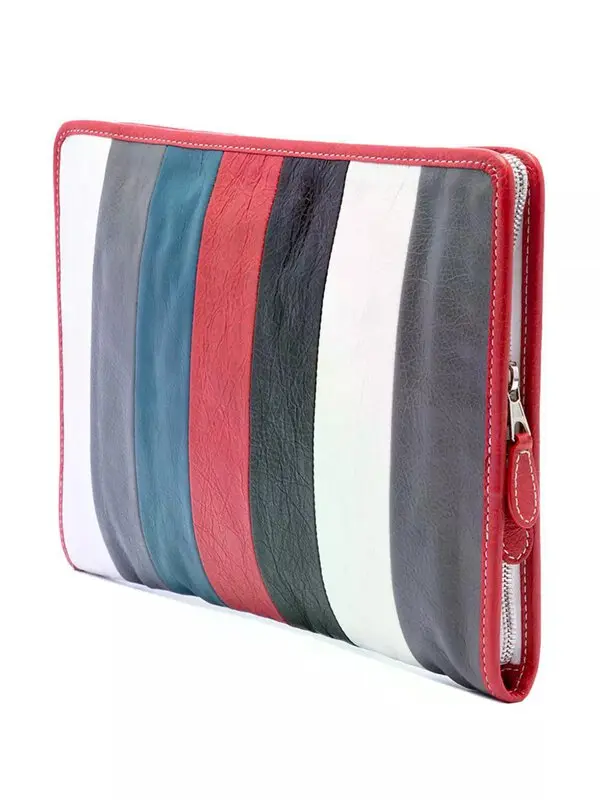 Balenciaga Lambskin Striped Bazar Clutch Bag