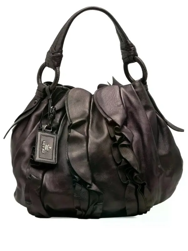 Prada 2010-2026 Nappa Mordore Ruffle Hobo Bag