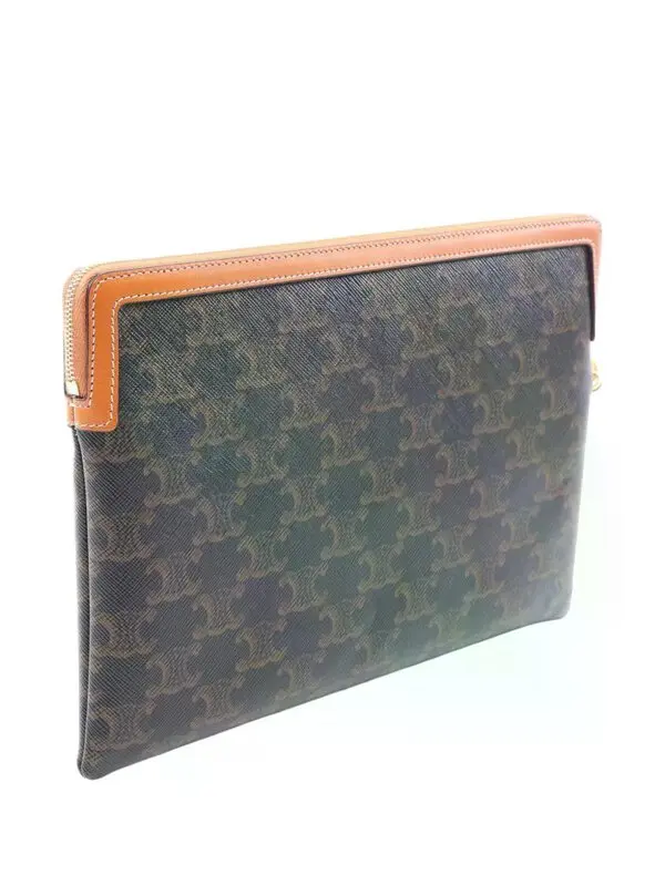 Celine Small Triomphe Coated Canvas Pouch With Strap Clutch Bag