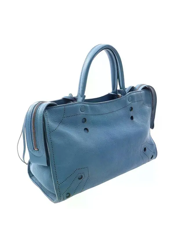 Balenciaga 2005-2026 Calfskin Motocross Blackout City S Satchel
