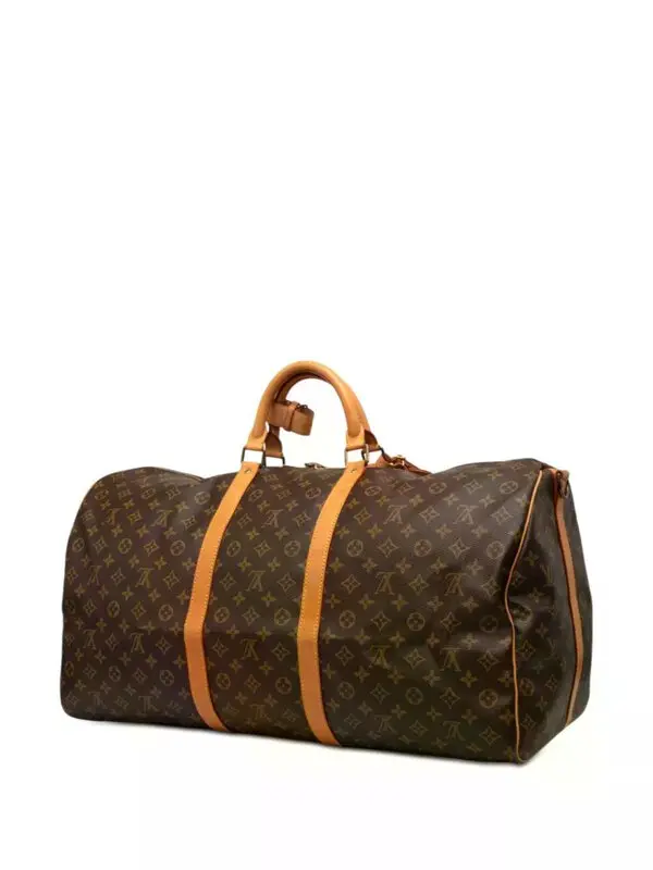LOUIS VUITTON Monogram Keepall Bandouliere 60 Travel Bag - Brown