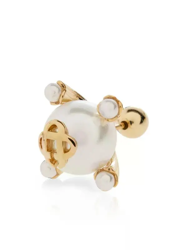 Casablanca Pearl-embellished Logo-plaque Earrings