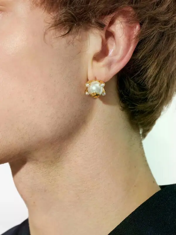 Casablanca Pearl-embellished Logo-plaque Earrings