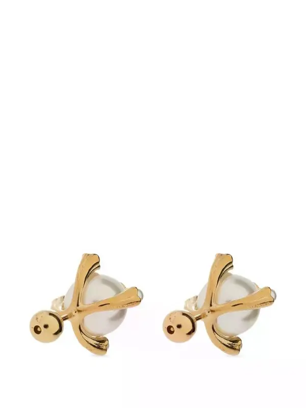 Casablanca Pearl-embellished Logo-plaque Earrings