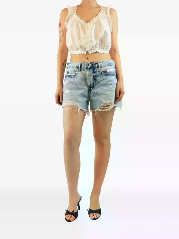 FRAME Ripped Denim Shorts