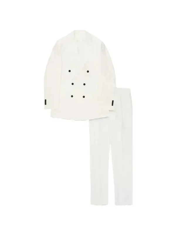 FORTELA Double-breasted Peak-lapel Suit - White