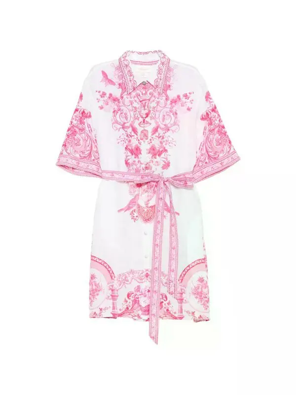 Camilla Linen Floral Print Mini Dress