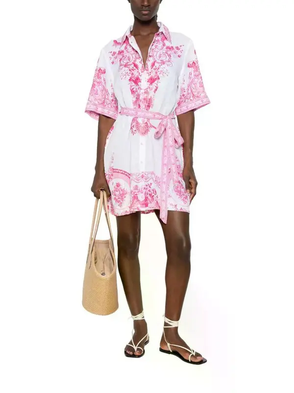 Camilla Linen Floral Print Mini Dress